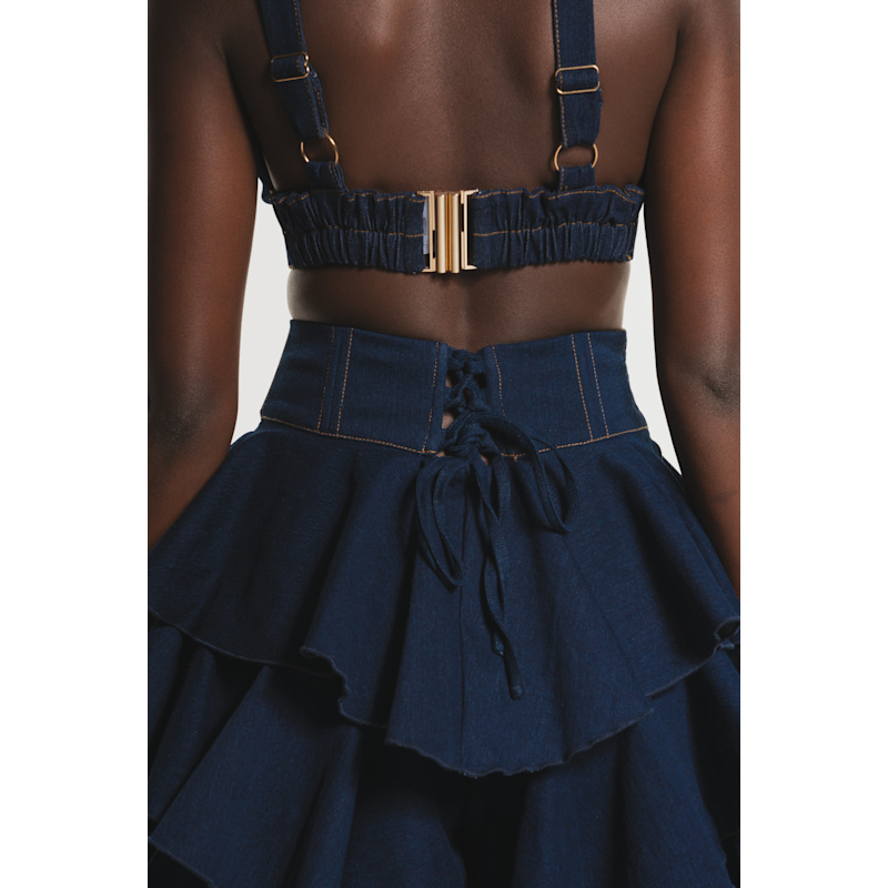 Daria Denim Ruffle Pants | OFUURE | Wolf & Badger