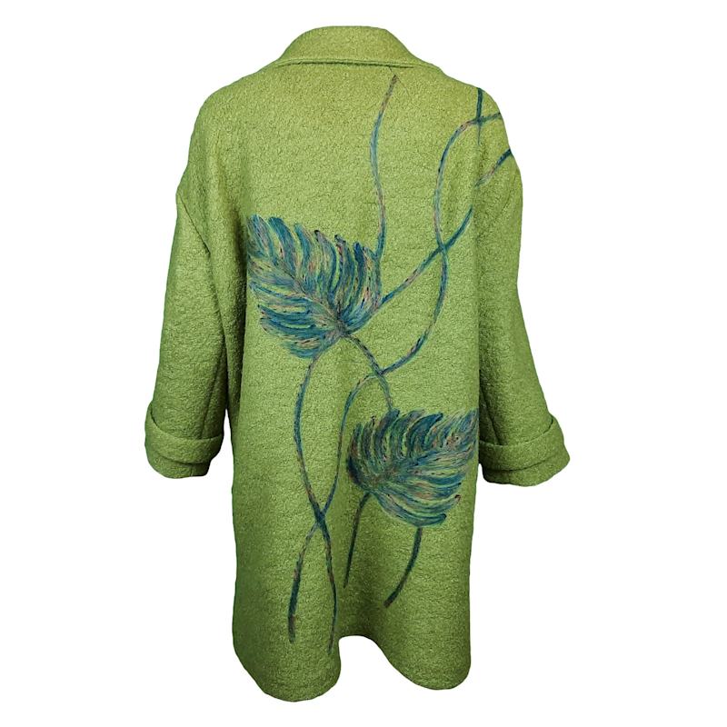 Wool Blend Coat With Large Leaf Embroidery At The Back | Lalipop Design ...