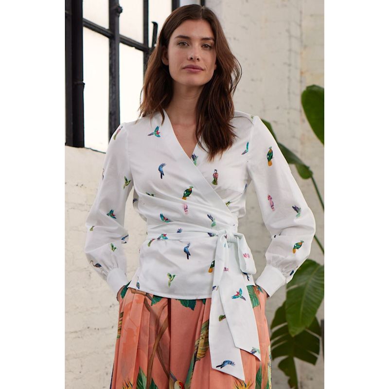 Bird Print Wrap Blouse | Marianna Déri | Wolf & Badger