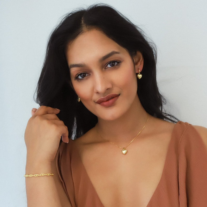 Blythe Bubble Heart Huggies | Gold Plated | LUNA CHARLES | Wolf & Badger