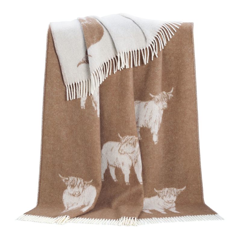 Brown Highland Cow Wool Throw | J.J.Textile | Wolf & Badger