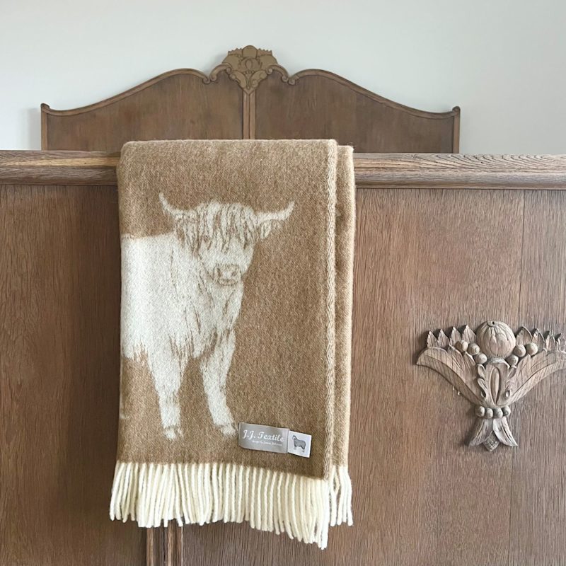Brown Highland Cow Wool Throw | J.J.Textile | Wolf & Badger