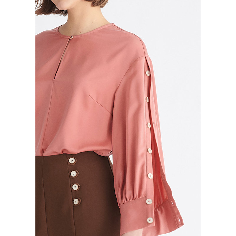 Button Sleeve Blouse In Coral Pink | PAISIE | Wolf & Badger