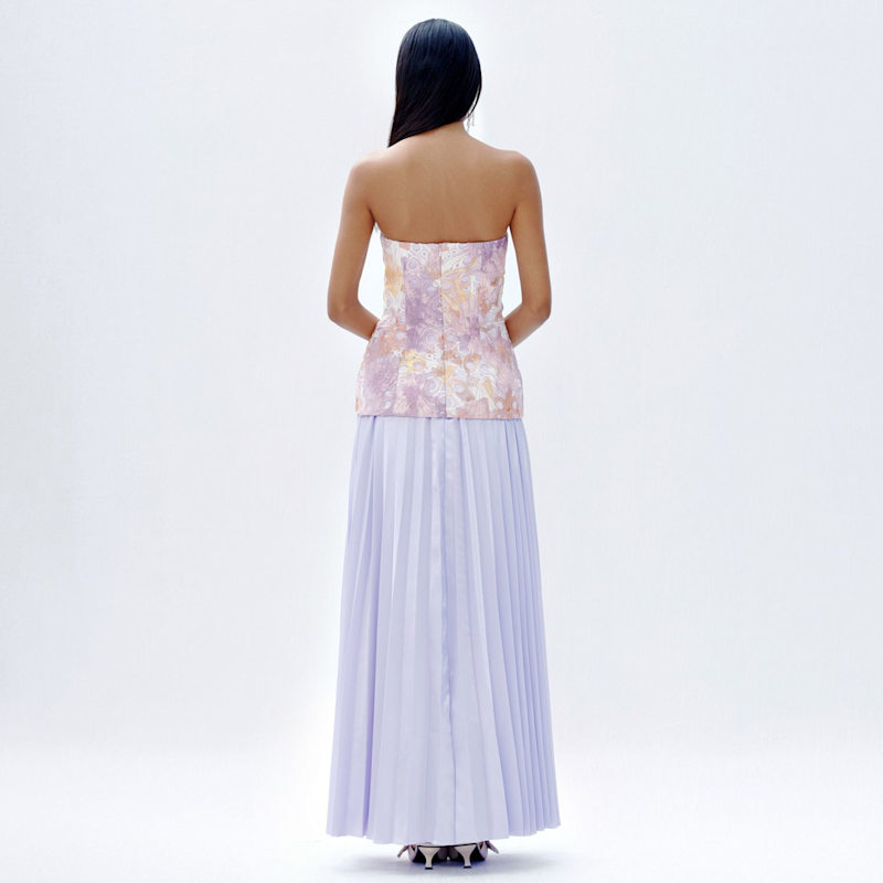 Cascade Pleated Gown In Lilac Coral | JUSTIN TONG | Wolf & Badger