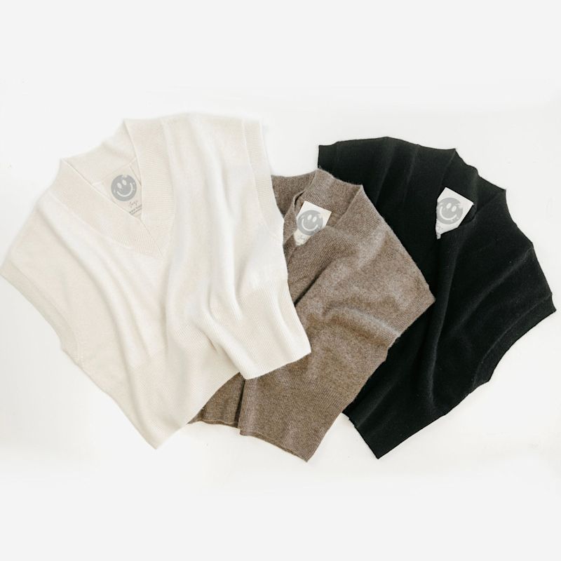 Cashmere Cropped Sweater Vest - Mocha Brown | Zenzee | Wolf & Badger