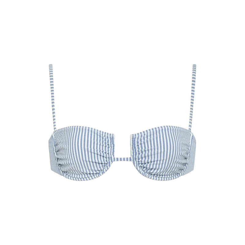 Classic Blue Stripe Simonette Bikini Top | Montce Swim | Wolf & Badger