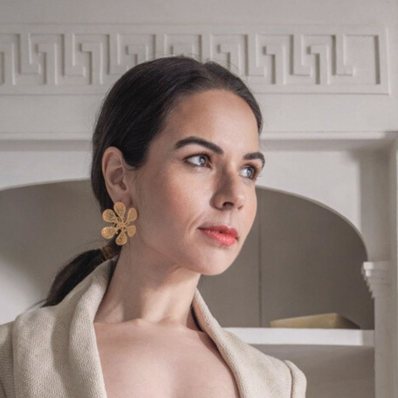 Clematis Gold Plated Stud Earrings | Meraki by Rashmi Bajaj | Wolf & Badger
