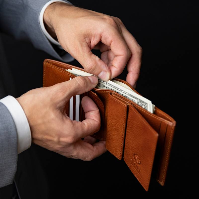 Cognac Brown Leather Bifold Wallet - Daniel | Time Resistance | Wolf ...