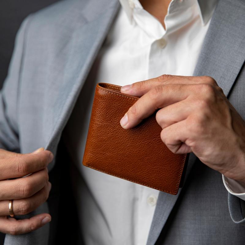 Cognac Brown Leather Bifold Wallet - Daniel | Time Resistance | Wolf ...