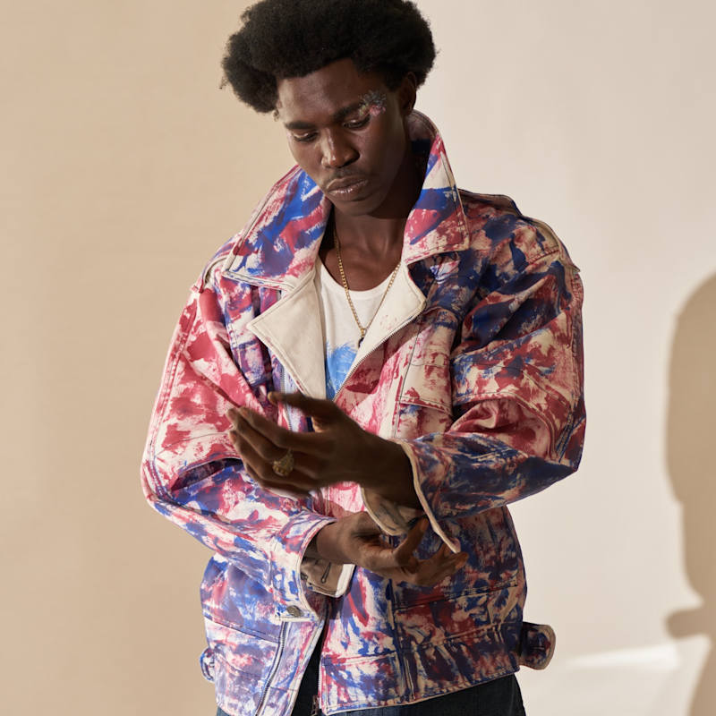 Color Palette Raw Multicolor Denim Jacket E One | ZastaStudio | Wolf ...