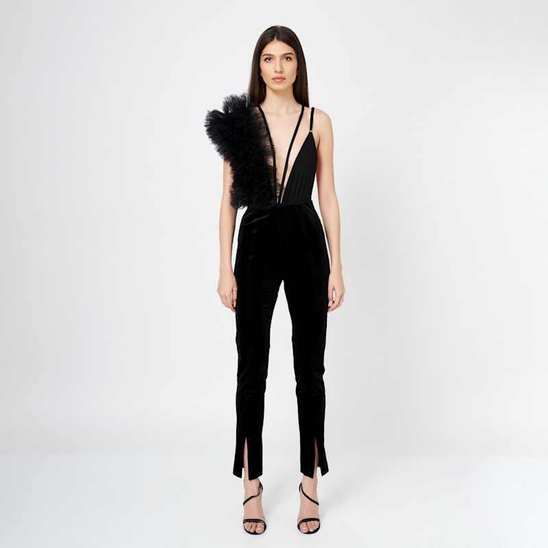 Contemporary Ruffled Tulle Bodysuit | LIA ARAM | Wolf & Badger