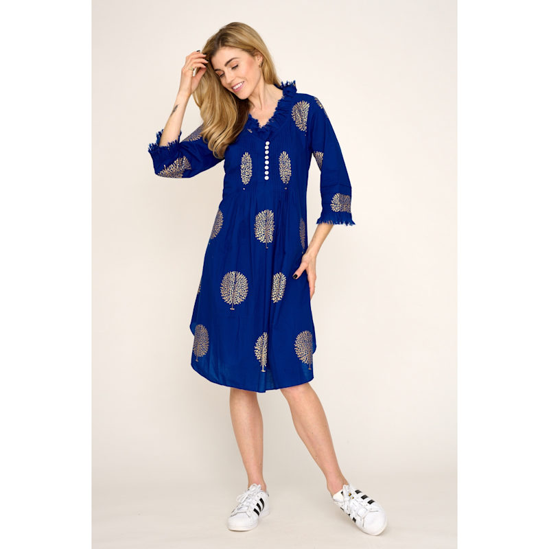 Cotton Annabel Tunic In Marrakesh Blue & Gold | At Last... | Wolf & Badger