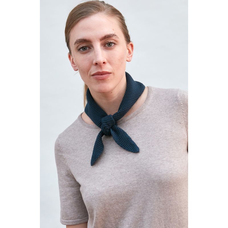 Cotton Aisne Textured Mini Neckerchief - Blue Melange | Paul James ...