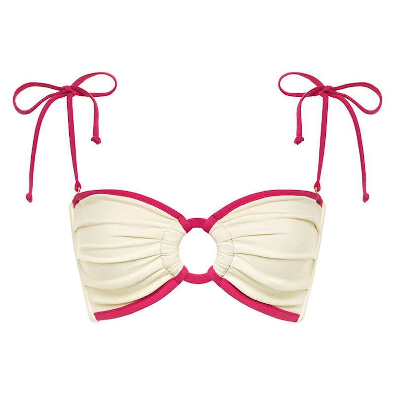 Cream Raspberry Binded Tori Ties Bandeau Bikini Top | Montce Swim ...