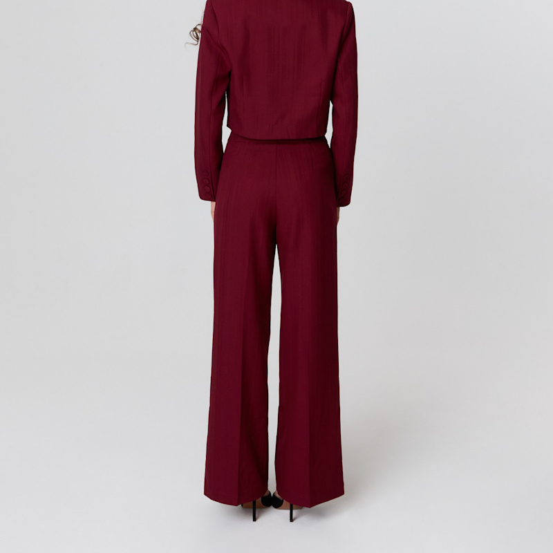 Cropped Blazer & Flared Trouser - Matching Set, Cherry Red | UNUM DIEM ...