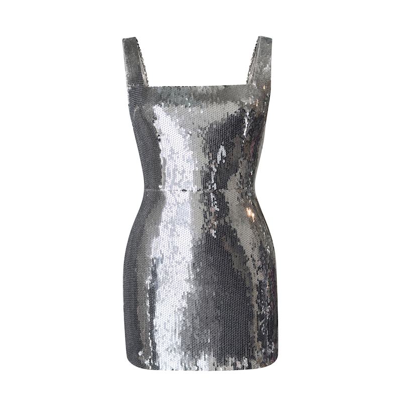 gray sequin mini dress