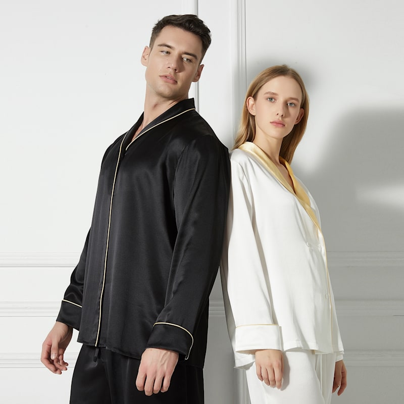 Daffodils Pure Silk Long Sleeve Pyjama Set For Men | Soft Strokes Silk ...