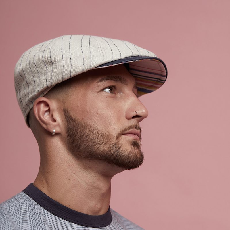 Frankie Pebble Stripe Peaked Summer Italian Linen Bakerboy Newsboy Cap ...