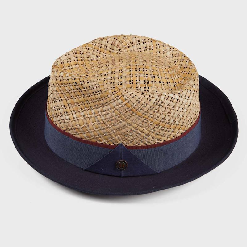 Dasmarca Ronan Straw Wide Brim Fedora Summer Straw Sun Hat - Navy ...