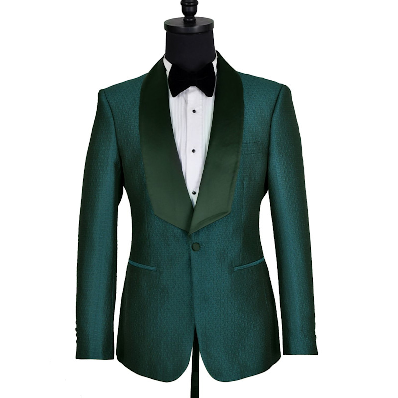 David Wej Signature Satin Shawl Lapel Blazer- Green | DAVID WEJ | Wolf ...