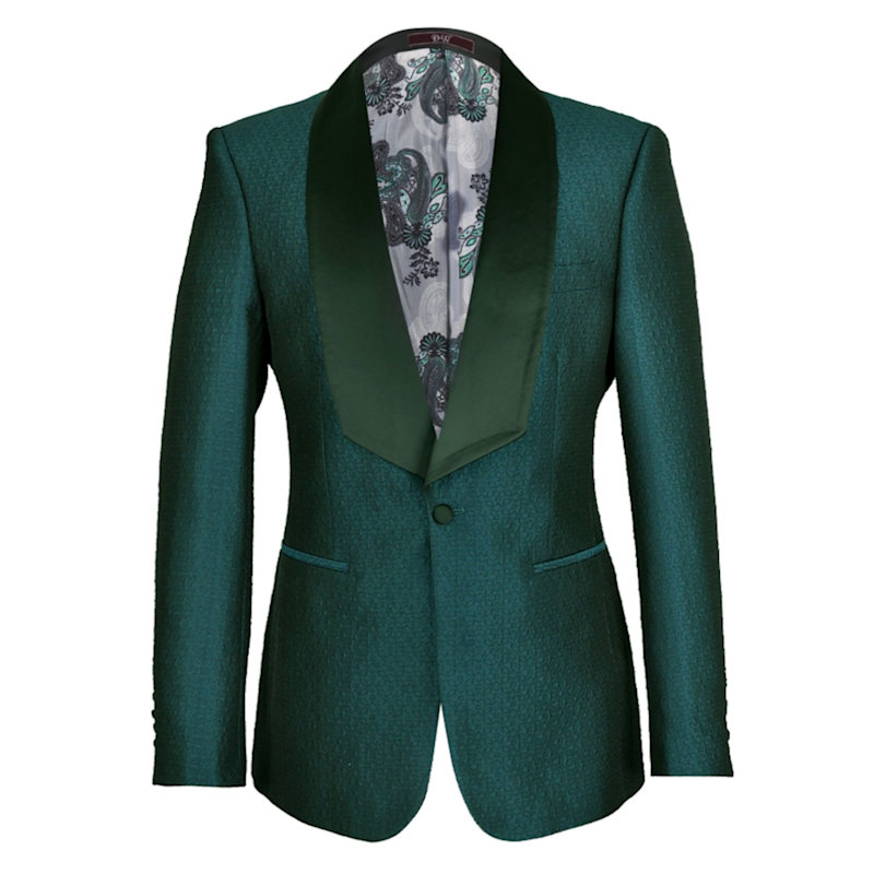 David Wej Signature Satin Shawl Lapel Blazer- Green | DAVID WEJ | Wolf ...