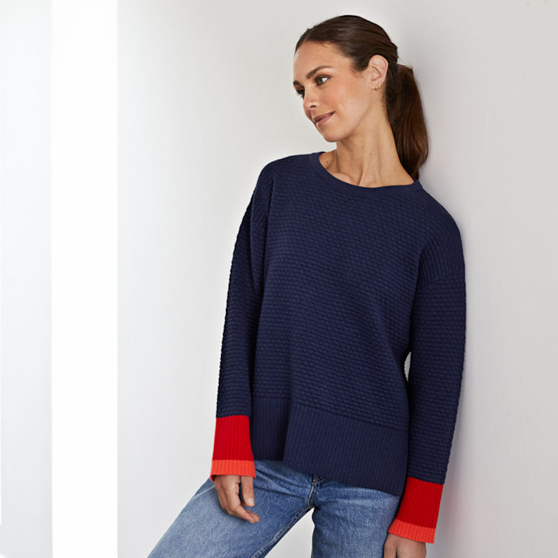 Davina Waffle Stitch Jumper | Cove | Wolf & Badger