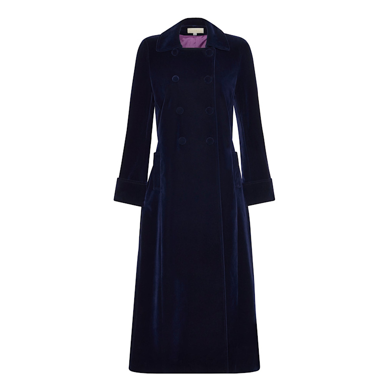 Long Navy Velvet Coat - Boho Glamour | Guinea | Wolf & Badger