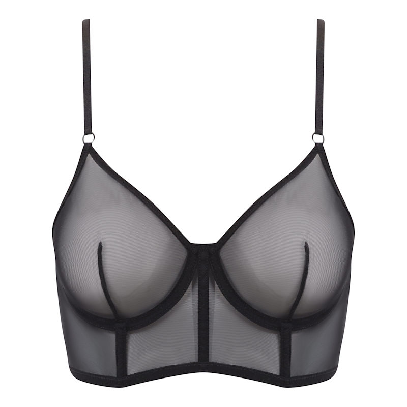 Black Mesh Demi Corset Bra | Hedonista Lingerie | Wolf & Badger