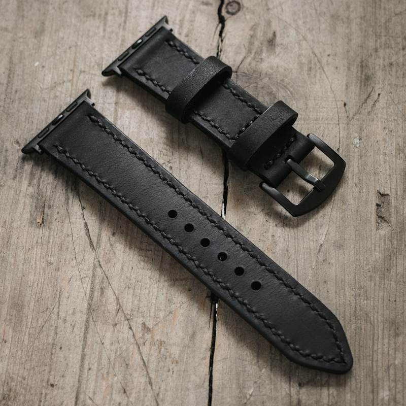 Custom Made Apple Watch Strap - Black | Roarcraft | Wolf & Badger