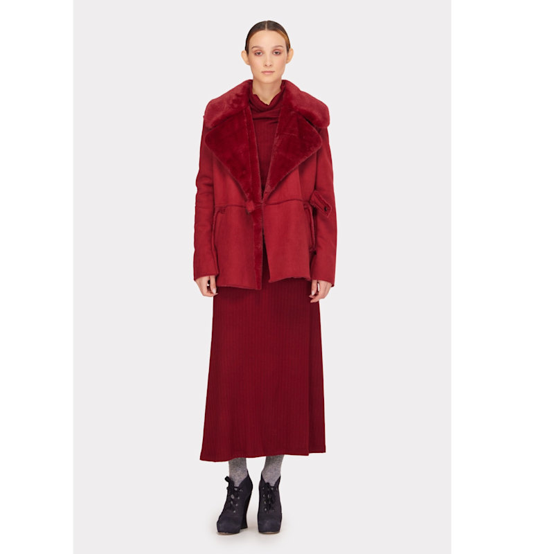Double Faced Shearling Coat Red | Julia Allert | Wolf & Badger