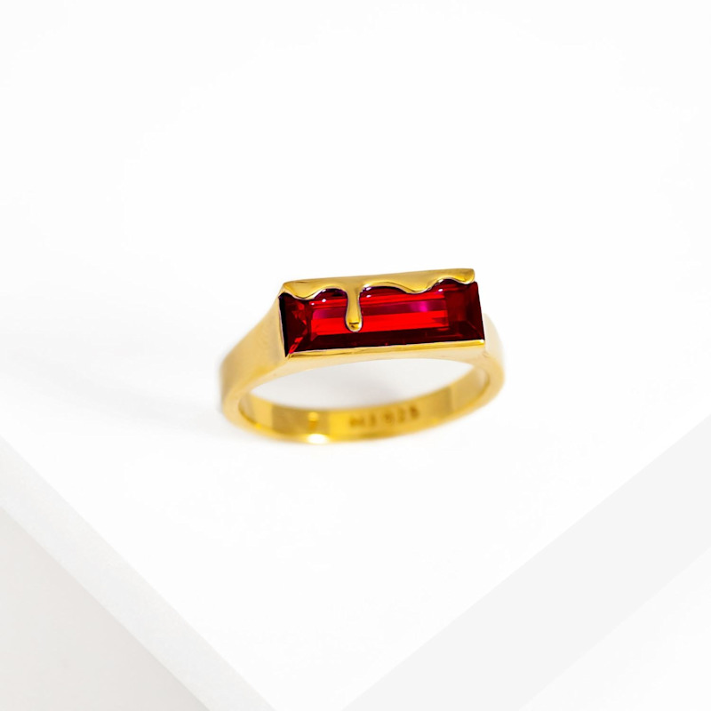Dripping Garnet Quartz And Gold Vermeil Ring | MARIE JUNE Jewelry ...