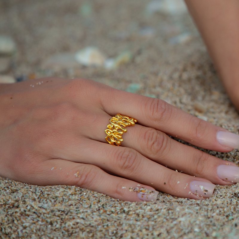 Dripping Large Melting Gold Ring | Mejoma | Wolf & Badger