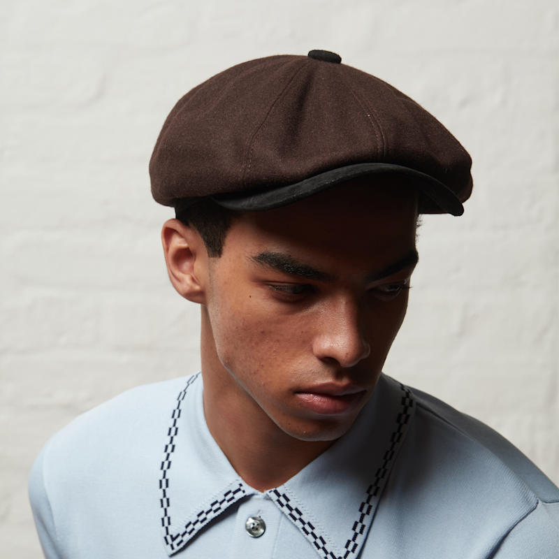 Eden Cocoa Brown Wool Newsboy Bakerboy Peaky Cap With Leather Visor ...