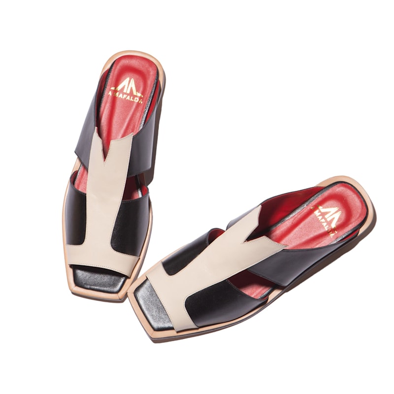 Elza Black & White Mules | Mafalda | Wolf & Badger