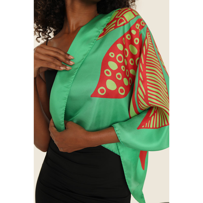 Emerald Chestnut Feuille Silk Scarf | Pashmisy | Wolf & Badger