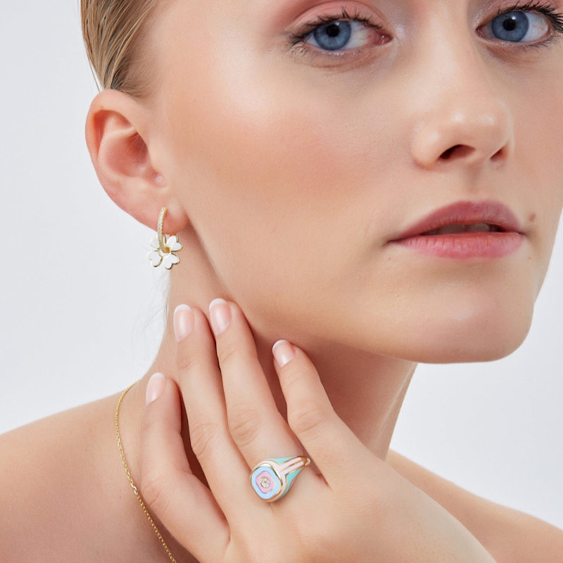 Enamel Sterling Silver Signet Ring With Gemstone | Spero London | Wolf ...