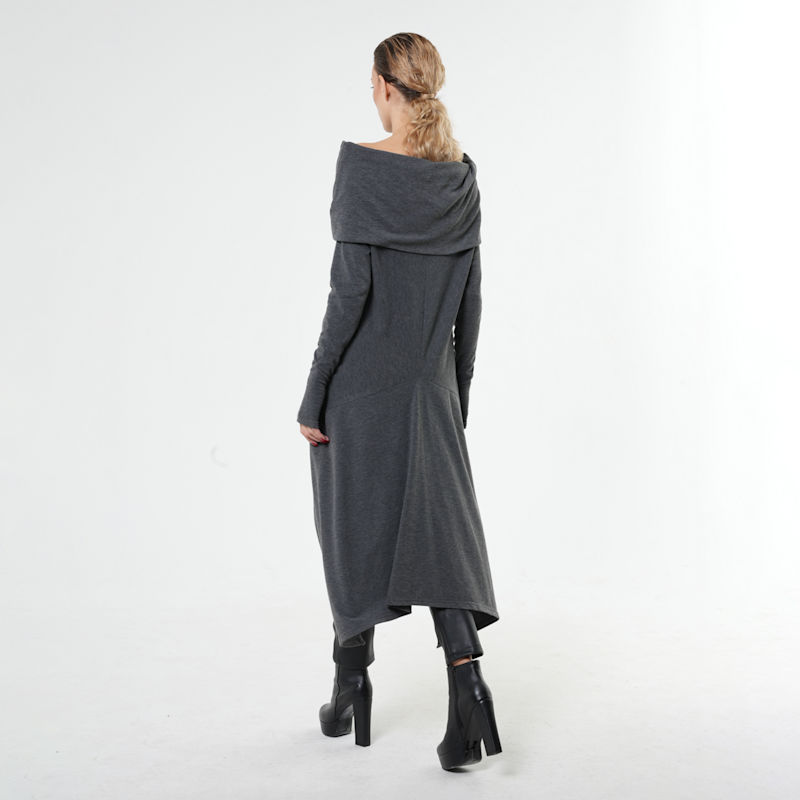 Extravagant Loose Tunic In Dark Grey | Metamorphoza | Wolf & Badger