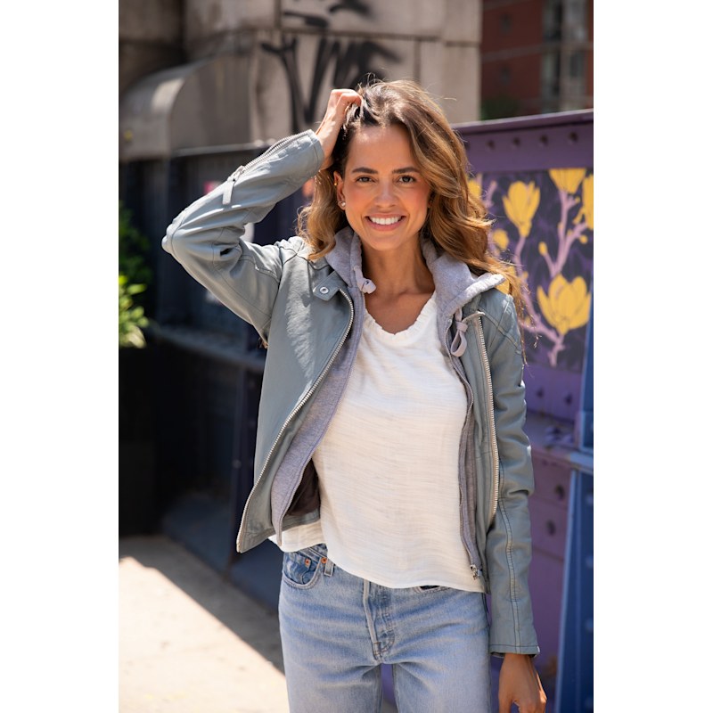 Finja Rf Leather Jacket, Winter Sky | MAURITIUS | Wolf & Badger