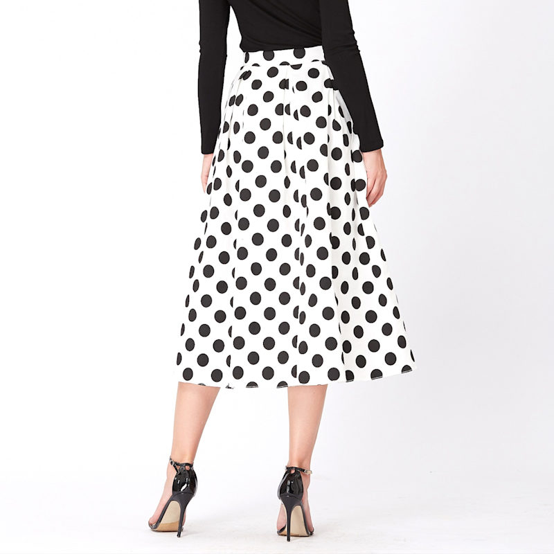 Flared Macro Polka Dots Skirt - White | Smart and Joy | Wolf & Badger