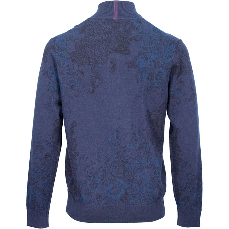 Frederick Paisley Full-Zip Cardigan - Navy | Lords of Harlech | Wolf ...