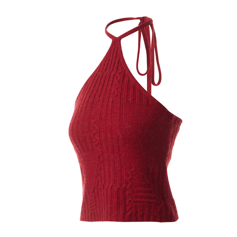 Fully Fashioning Ruby Freya Cable Wool Knit Halter Top | Fully ...