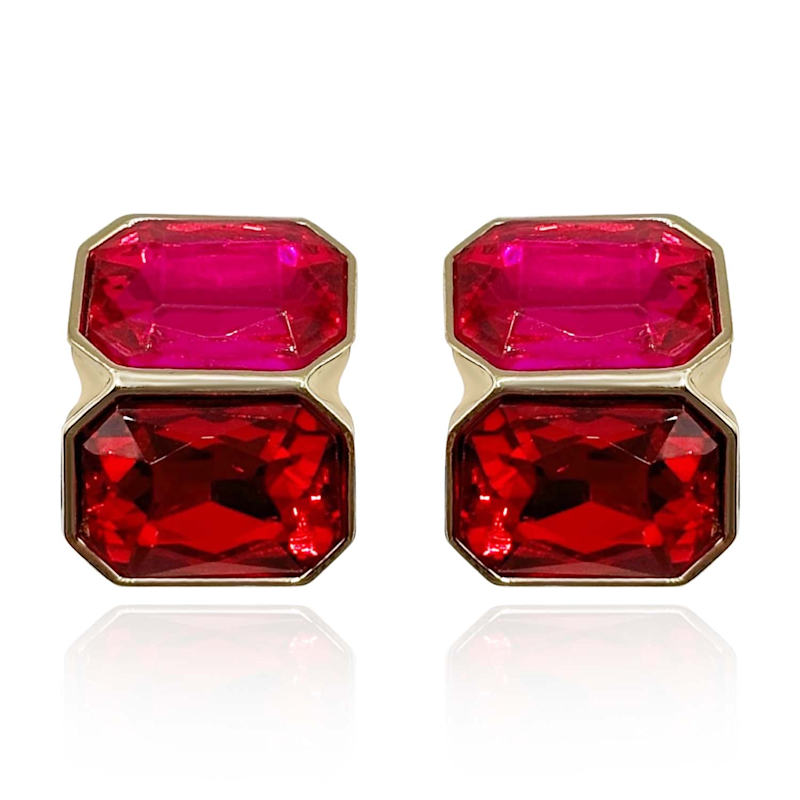 Fuschia And Ruby Double Stone Clip Earrings | Michael Nash Jewelry ...