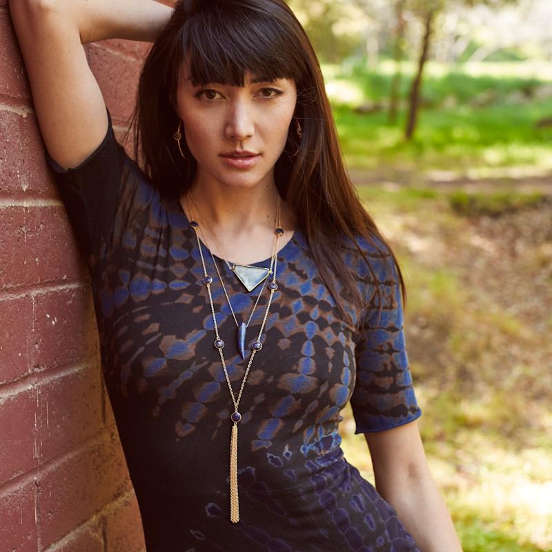 Gemstone Horn Rolo Chain Necklace - Twenty Four Inches Long - Gold ...