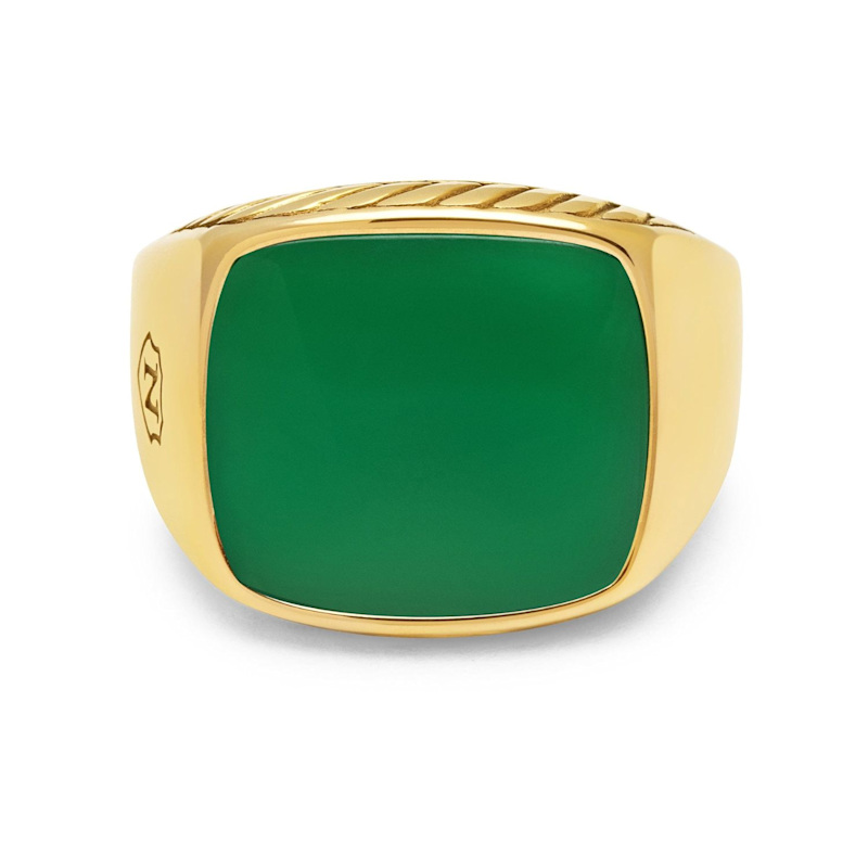 Gentlemen's Gold Signet Ring With Green Agate | Nialaya | Wolf & Badger
