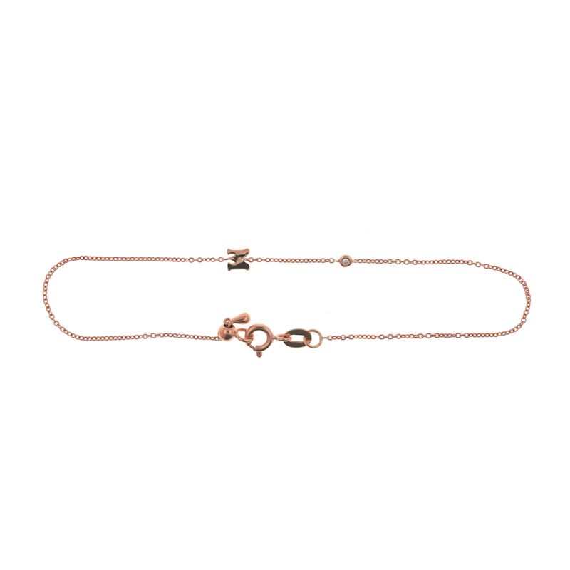 18K Rose Gold Initial Diamond Bracelet | Genevieve Collection | Wolf ...