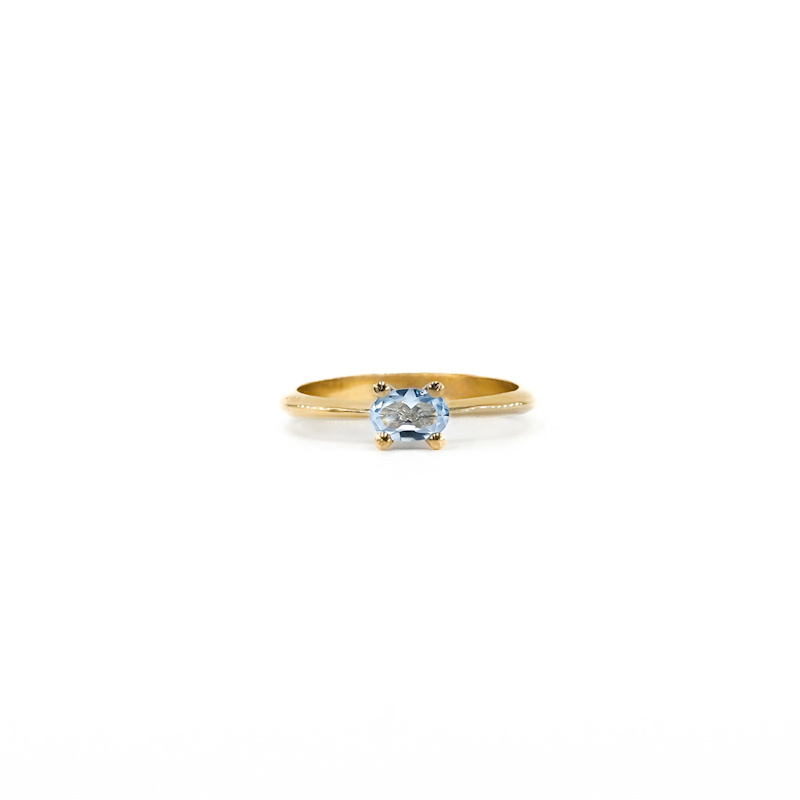 Gold Synthetic Aquamarine Ring, Oval Cut, Horizontal | MARTELIÈ | Wolf ...