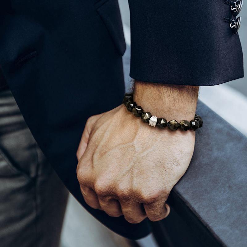 Golden Obsidian Rune-Engraved Bracelet | AWNL | Wolf & Badger
