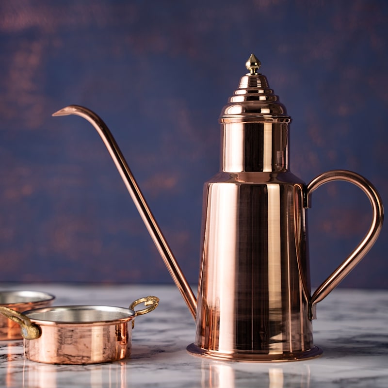 Handcrafted Copper Olive Oil Dispenser & Dipping Set - Solid Copper Oil ...
