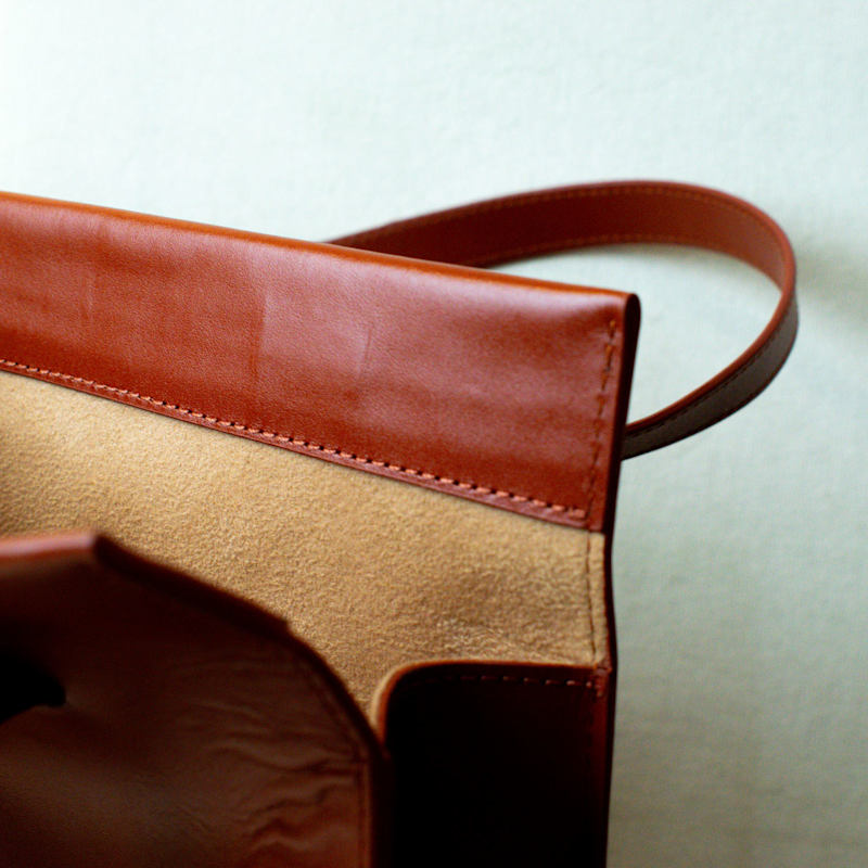 Handmade Adjustable Leather Tote Bag - Rust Brown | godi. | Wolf & Badger