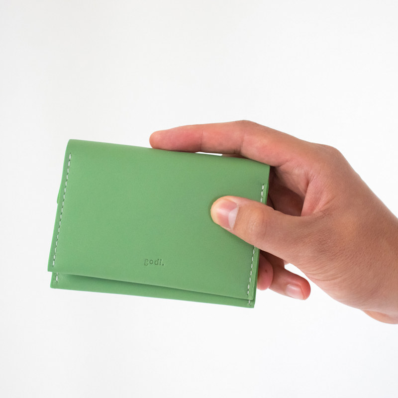Handmade Leather Coin & Card Wallet - In Dark Green | godi. | Wolf & Badger